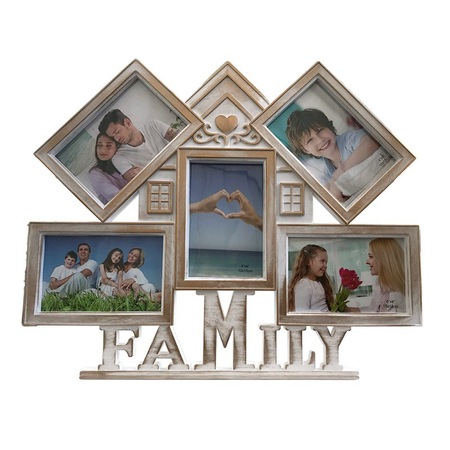 Rame foto din plastic, tip colaj, cu cinci spatii pentru poze, cu scris ...