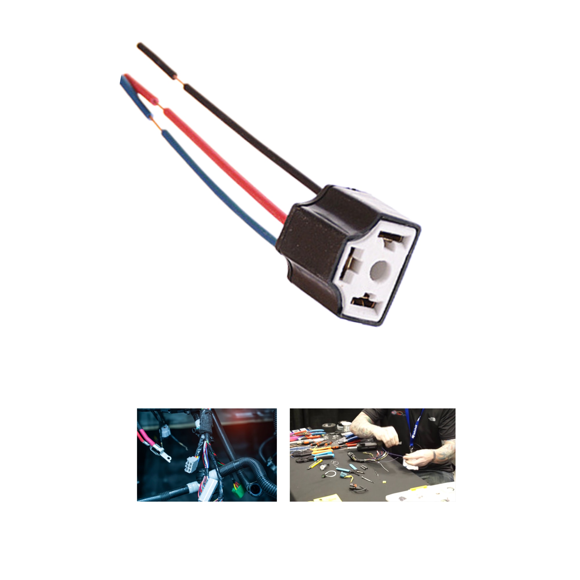 Conector H4 Ceramic, 3-Pini, cu fire, pentru Lumini, Auto, Moto, Camion ...