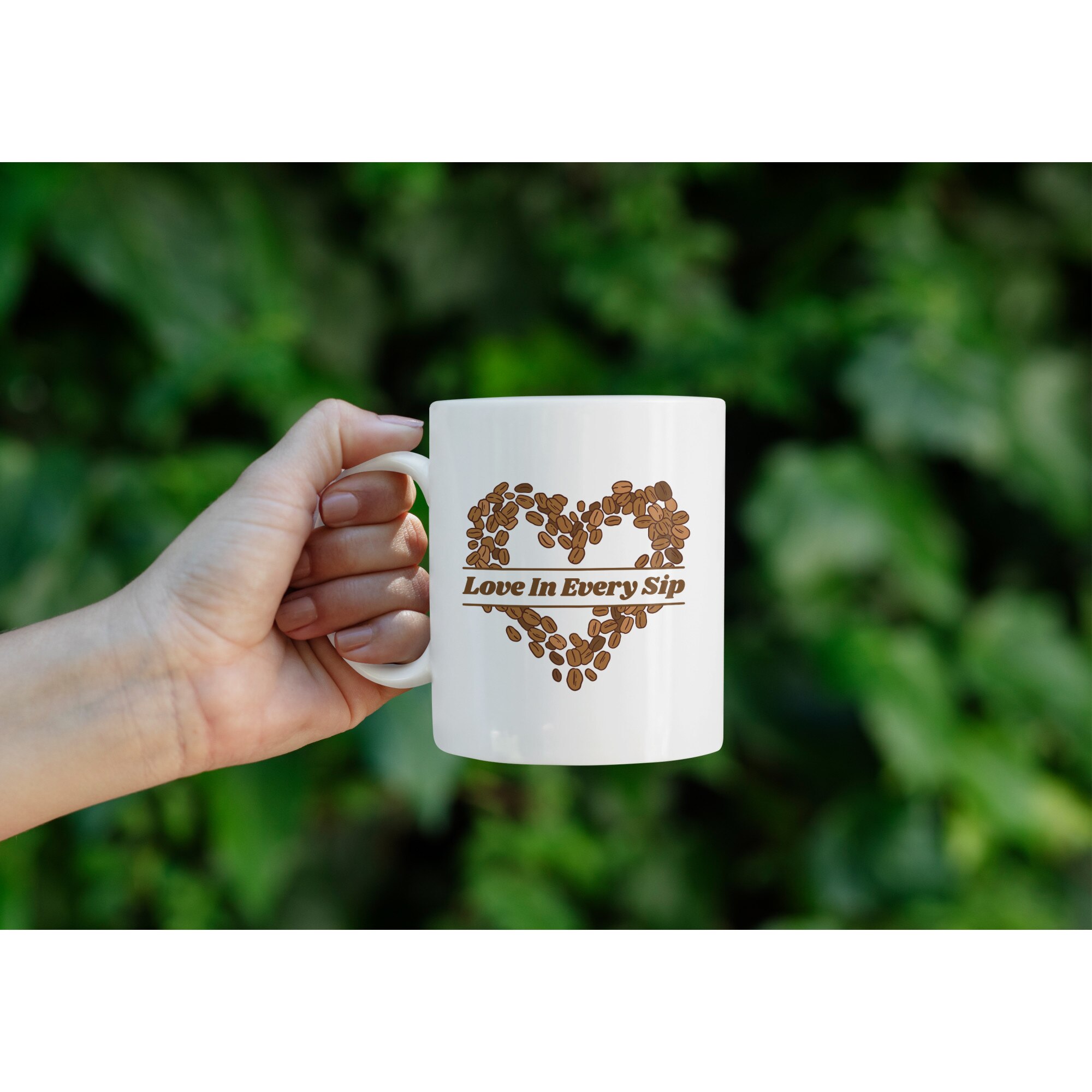 Cana Cu Inima Formata Din Boabe De Cafea, Text In Engleza Love In Every ...