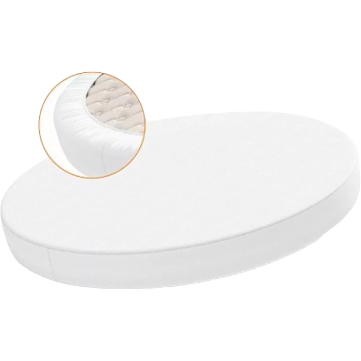 Cearceaf rotund pentru pat bebelus, ALB 75x75 cm, pentru saltea rotunda ...
