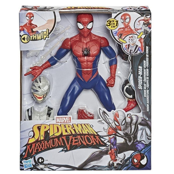 Set 3 in 1 figurina Spiderman Maximum Venom cu sunete interactive, armura si lansator, Hasbro ...