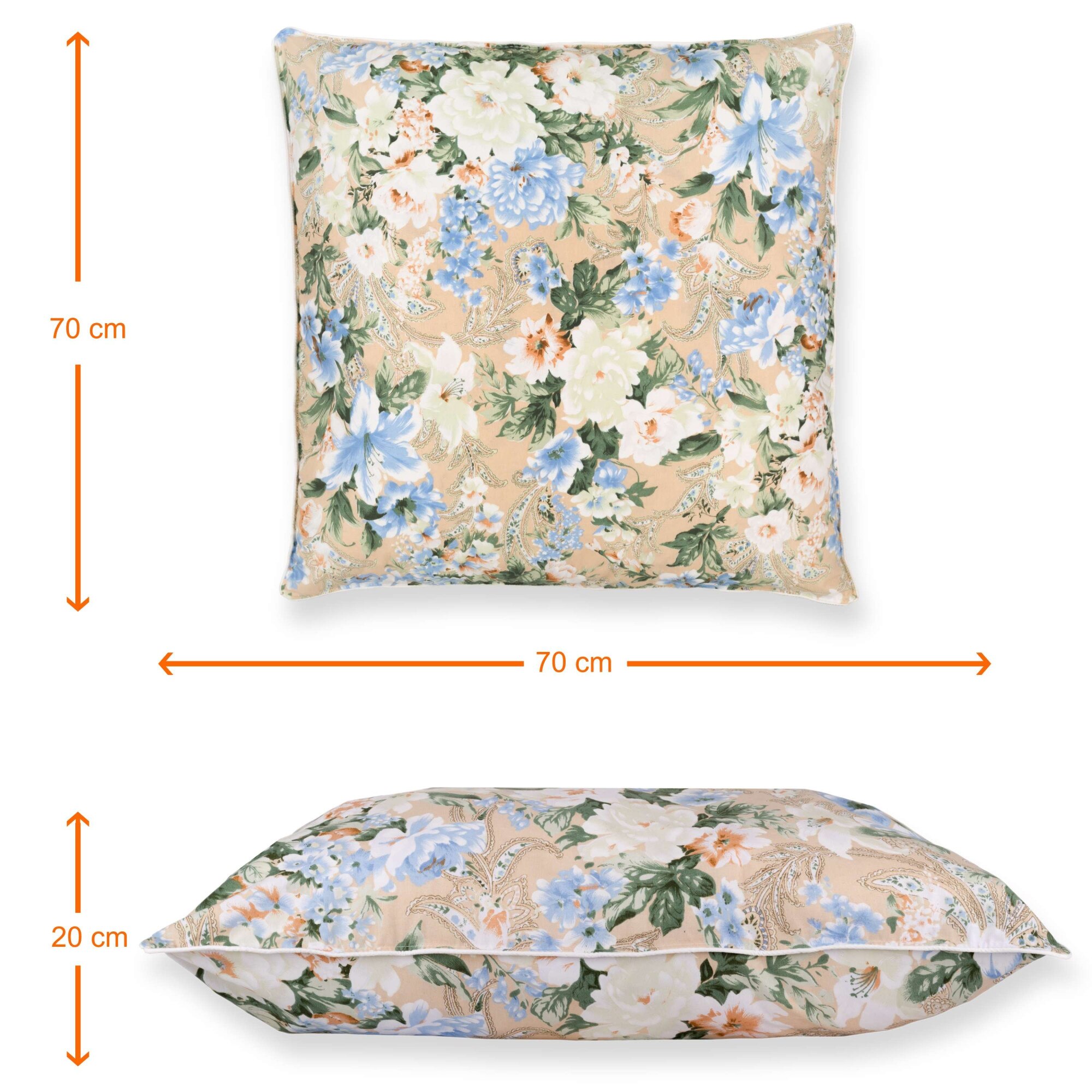 Set de 2 perne Pernador cu 15% puf de gasca si pana, 70x70 cm, Flori ...