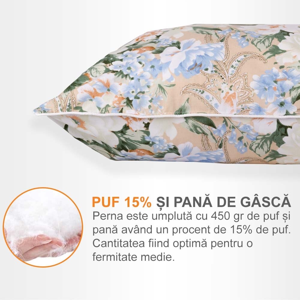 Set de 2 perne Pernador cu 15% puf de gasca si pana pentru copii, 40x60 ...