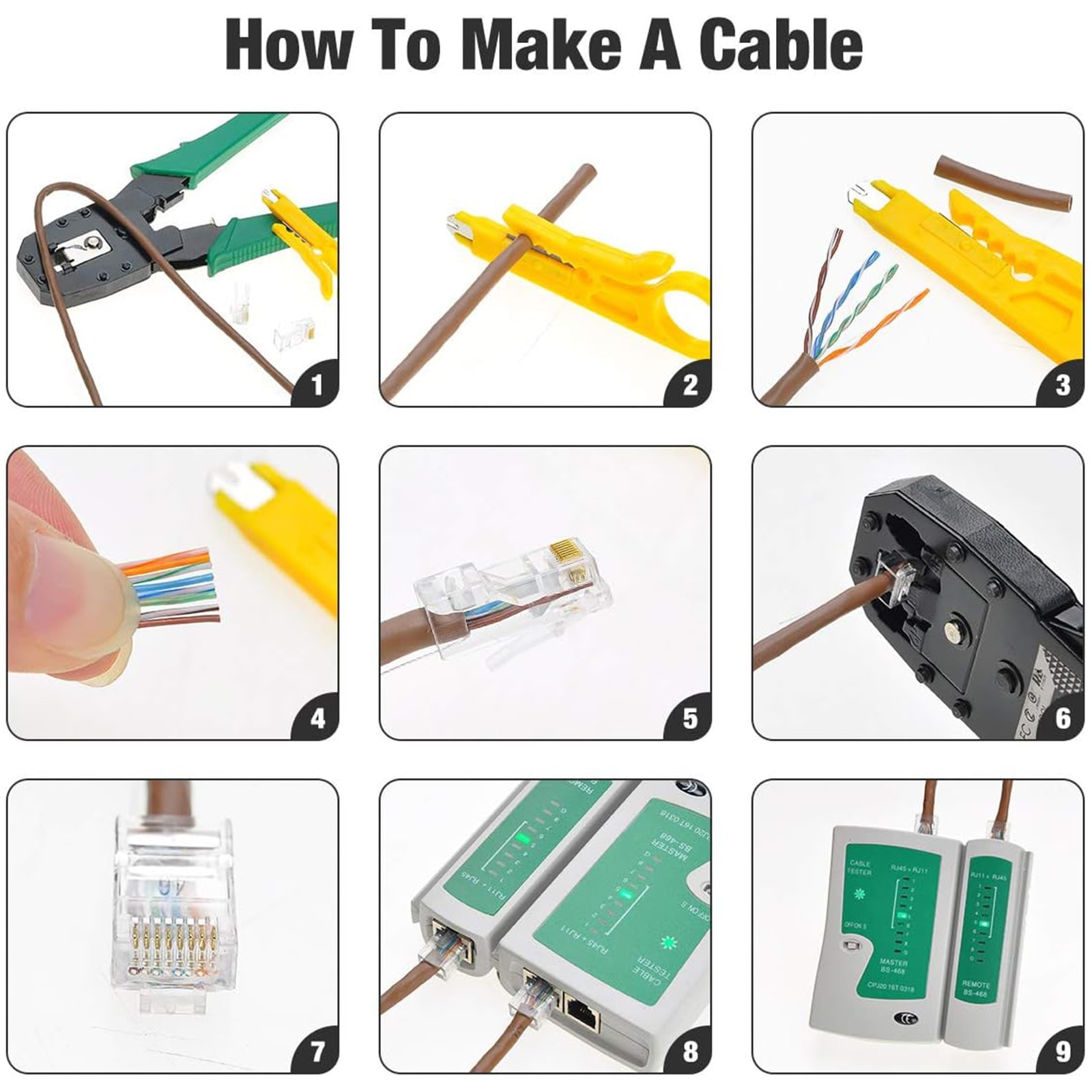 Set 10 instrumente de retea LAN, Darklove, Cu tester cabluri, cleste de ...