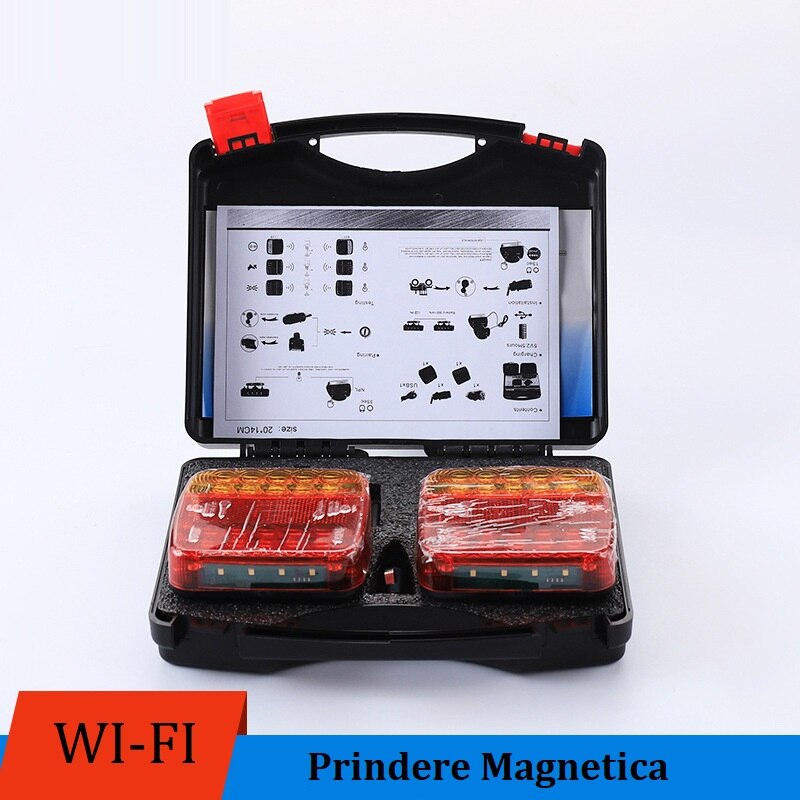 Set 2 stopuri cu Led pentru remorca, GIORY®, magnet si priza cu 7 pini ...