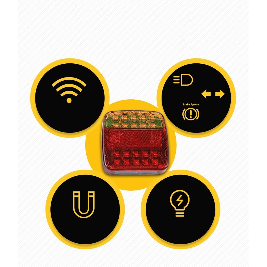 Set 2 stopuri cu Led pentru remorca, GIORY®, magnet si priza cu 7 pini ...