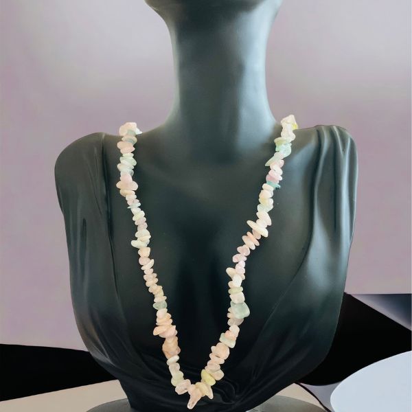 Colier lung berile acvamarin si morganit spartura, 50 cm - eMAG.ro