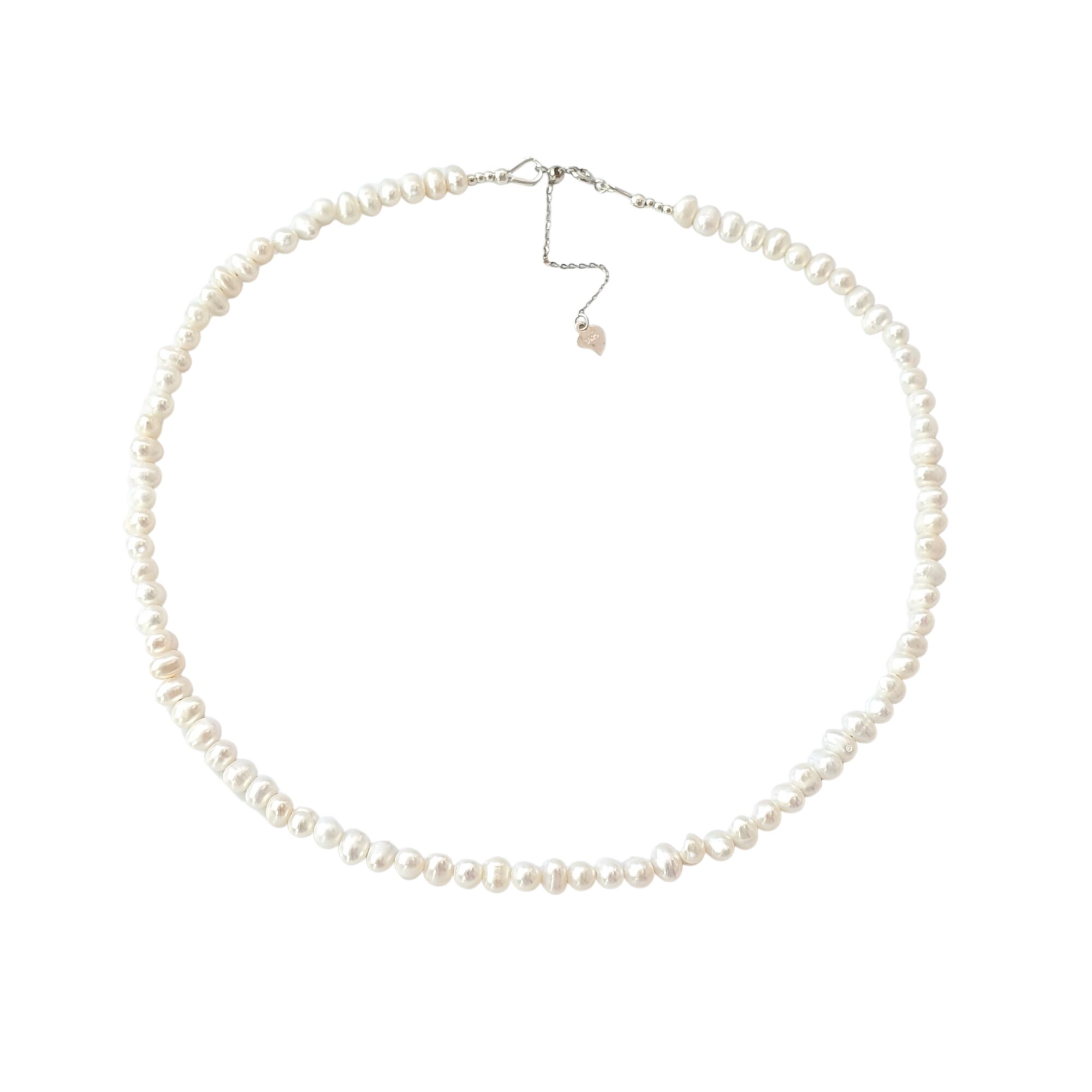 Colier din perle de cultura albe de 4x5 mm cu accesorii din argint ...