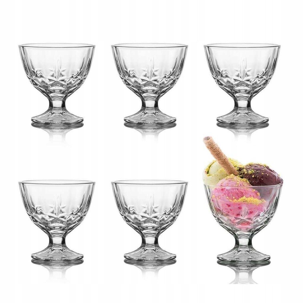Set 6 cupe de inghetata, Florina, Sticla, Transparent - eMAG.ro