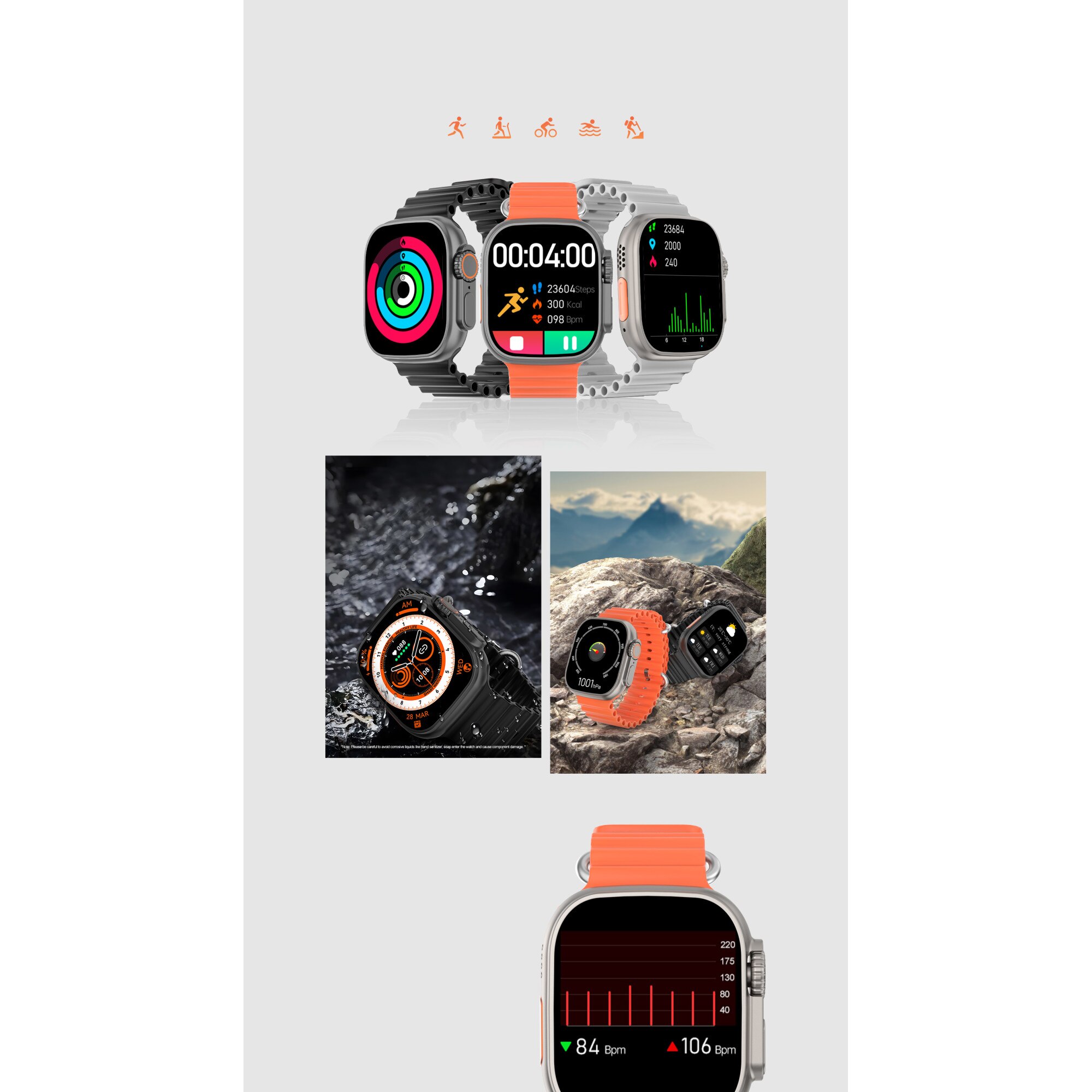 Ceas Smartwatch Alfa™, Ecran tactil de 2.1 HD Inch, Functie de Preluare ...
