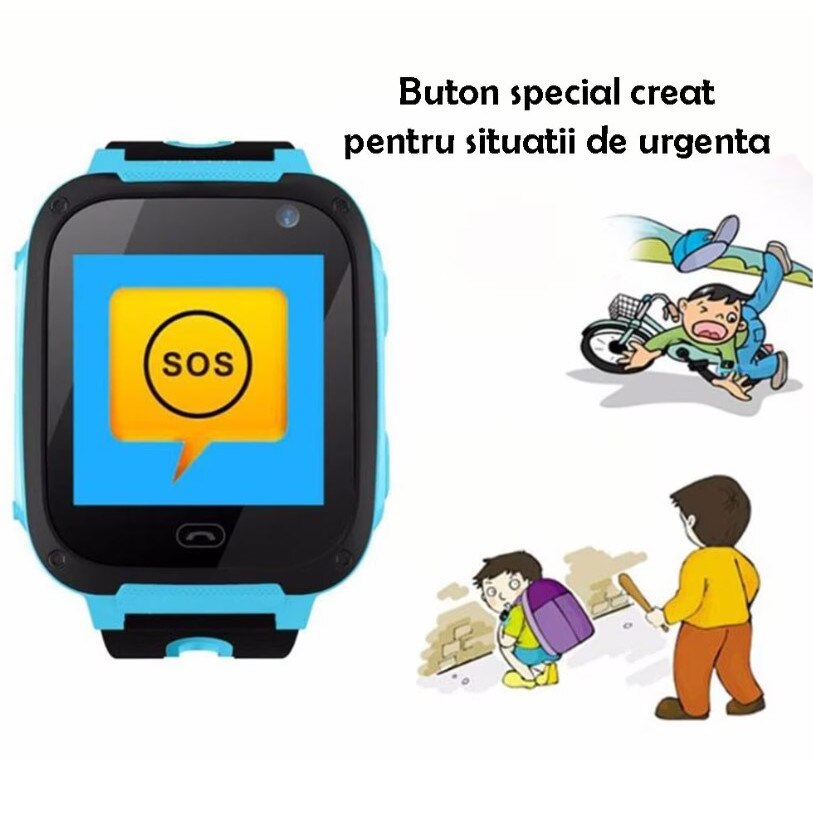 Bratara inteligenta pentru copii, ecran color HD, apeluri, locatie ...