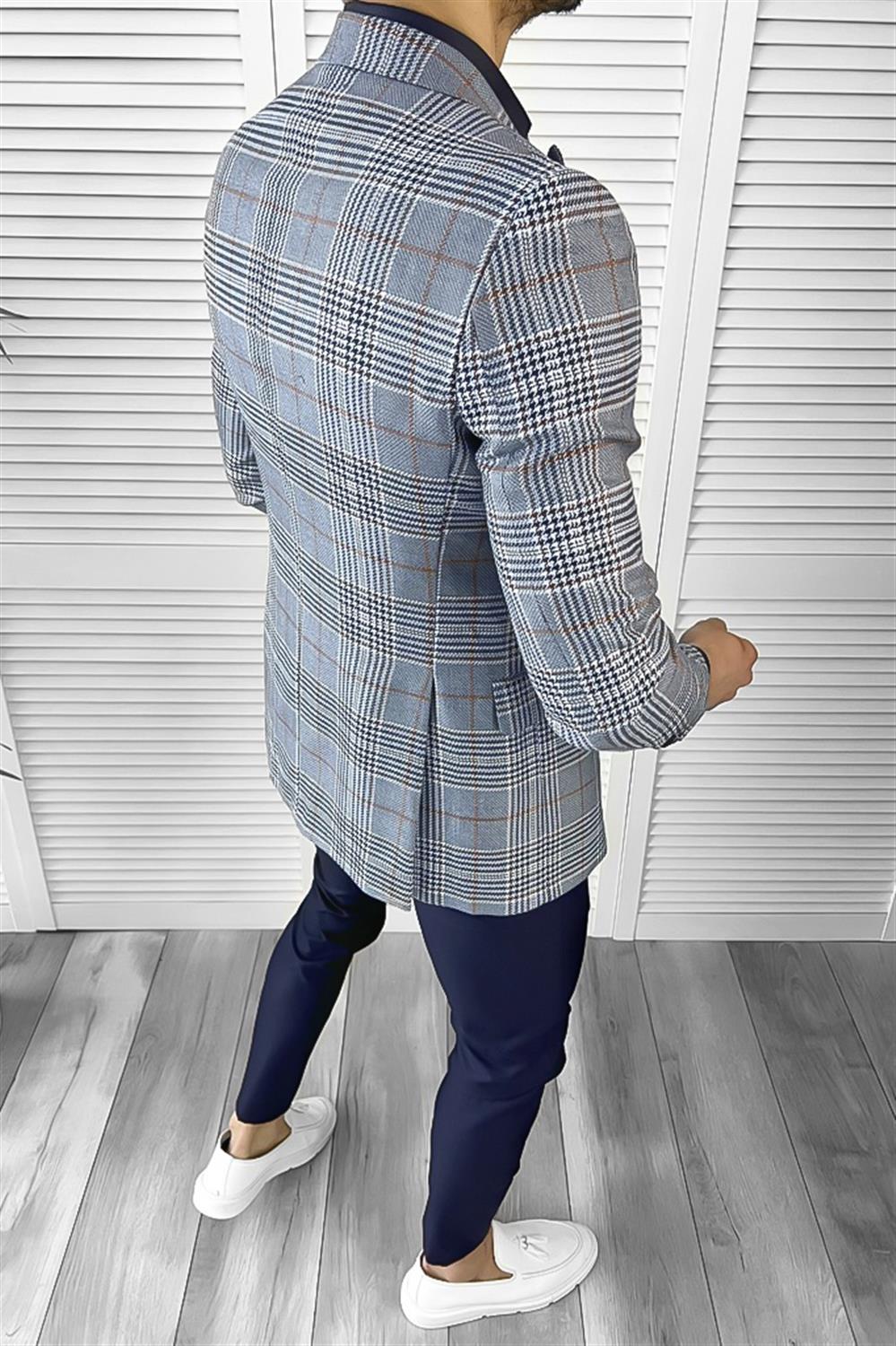 Sacou barbati, deHaine, elegant, 1041, albastru - eMAG.ro