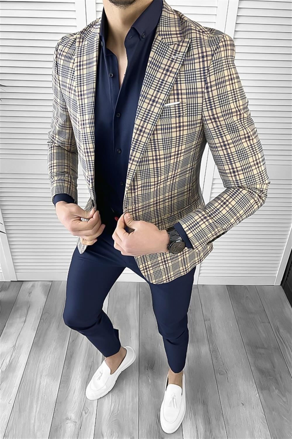 Sacou barbati, deHaine, elegant, 1162, bej, 48 EU - eMAG.ro