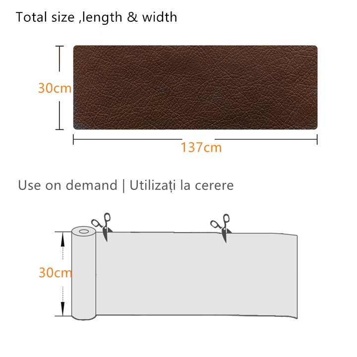Rola petic autoadeziv, Piele ecologica, Maro inchis, 30x137 cm - eMAG.ro