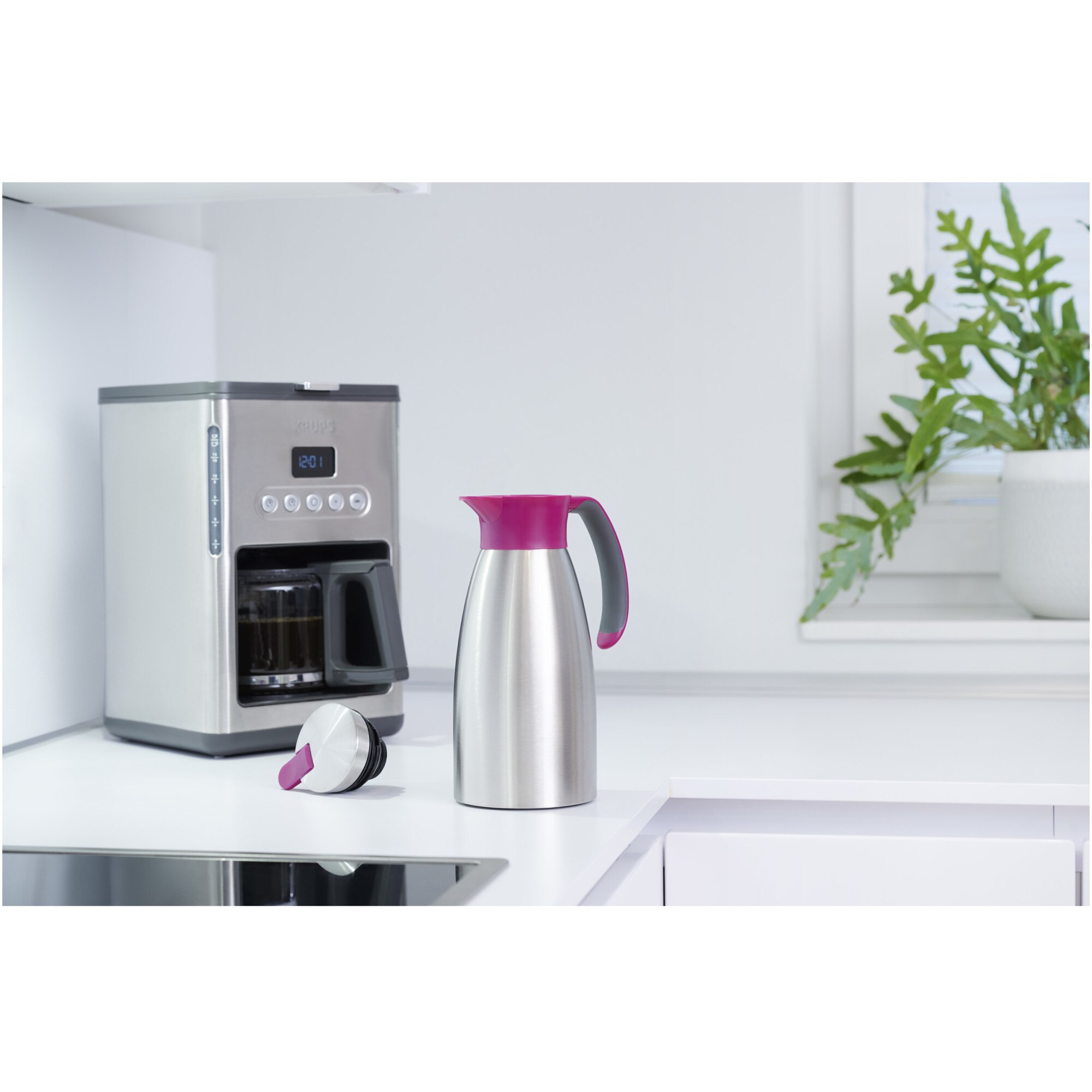 Termos Tefal Soft Grip, strat dublu, conservare perfecta, inox, 1L, roz ...