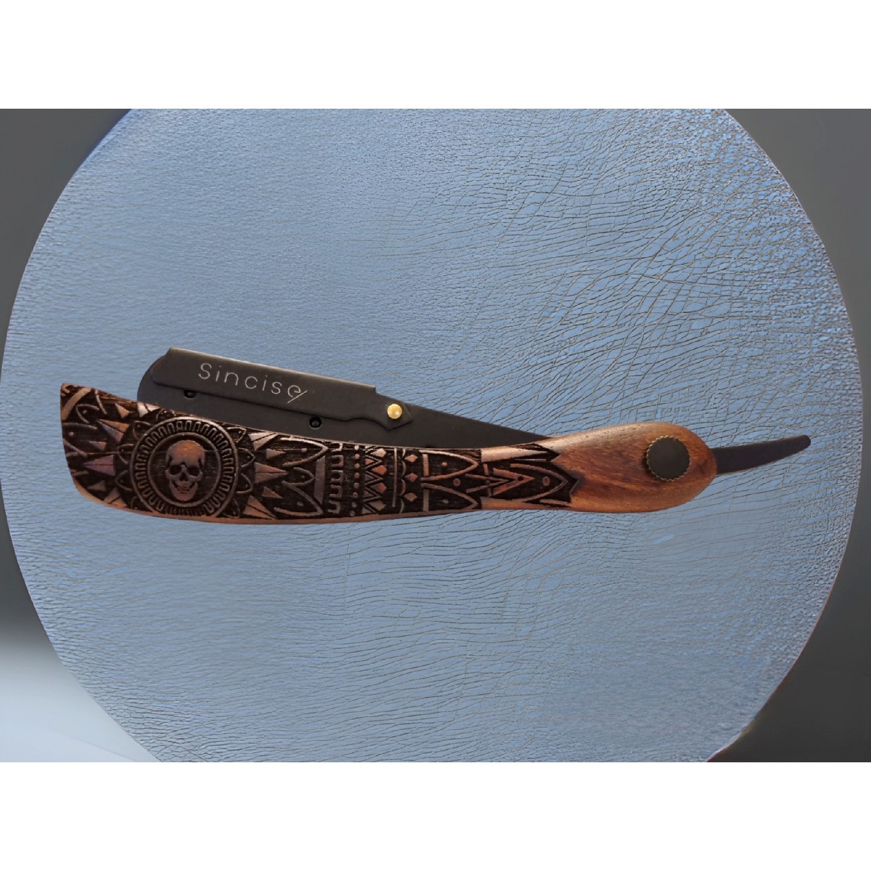 Brici pentru barbierit Sincise cu 10 lame, maner de lemn si otel ...