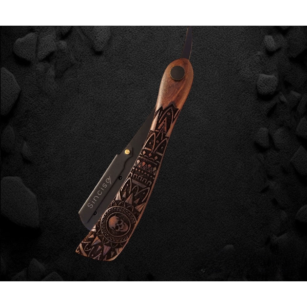 Brici pentru barbierit Sincise cu 10 lame, maner de lemn si otel ...