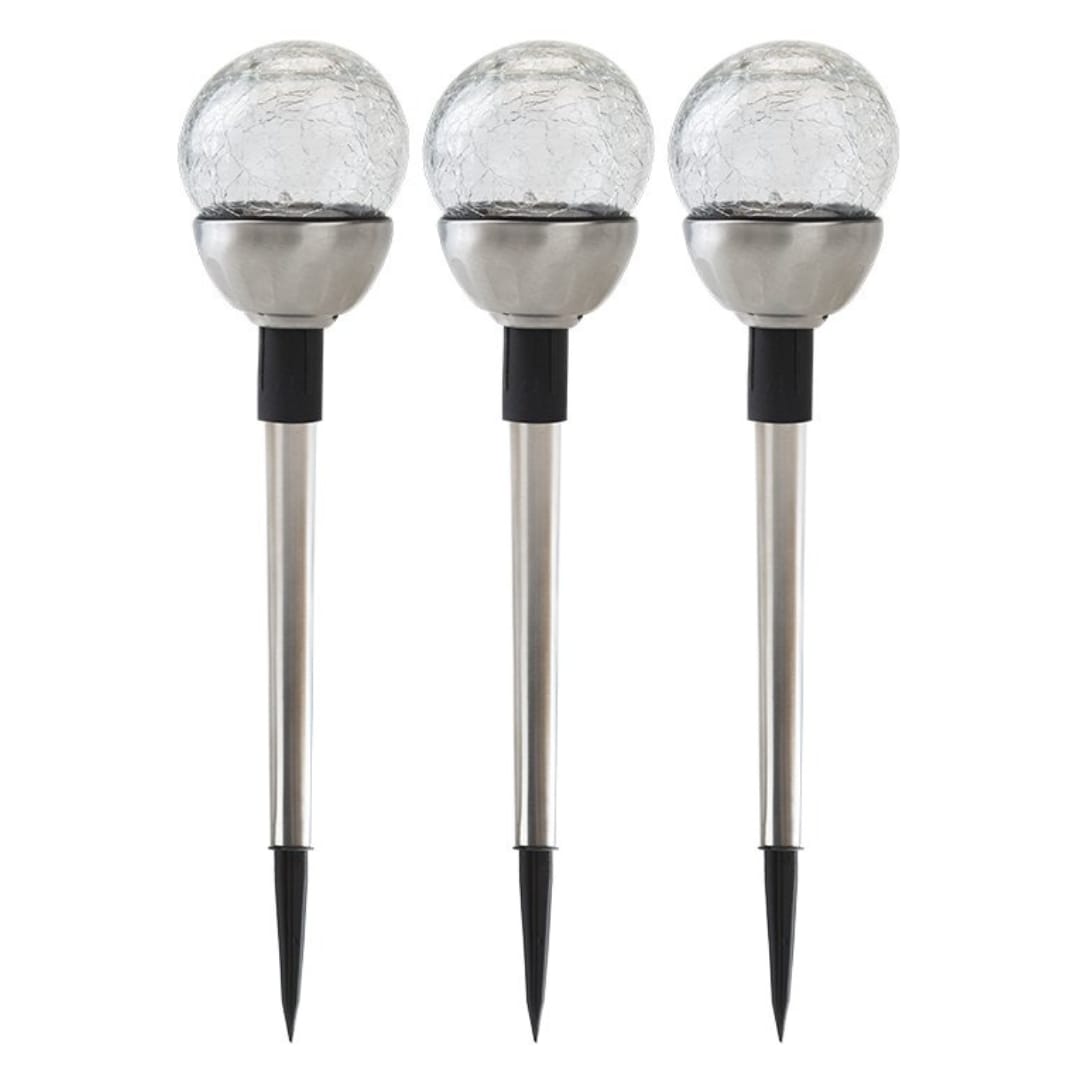 Set 3 lampi solare LED de exterior pentru gradina model glob, 38x8x8 cm ...