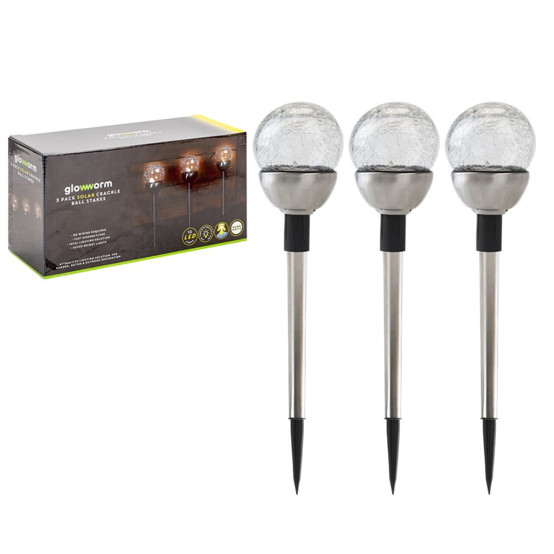 Set 3 lampi solare LED de exterior pentru gradina model glob, 38x8x8 cm ...