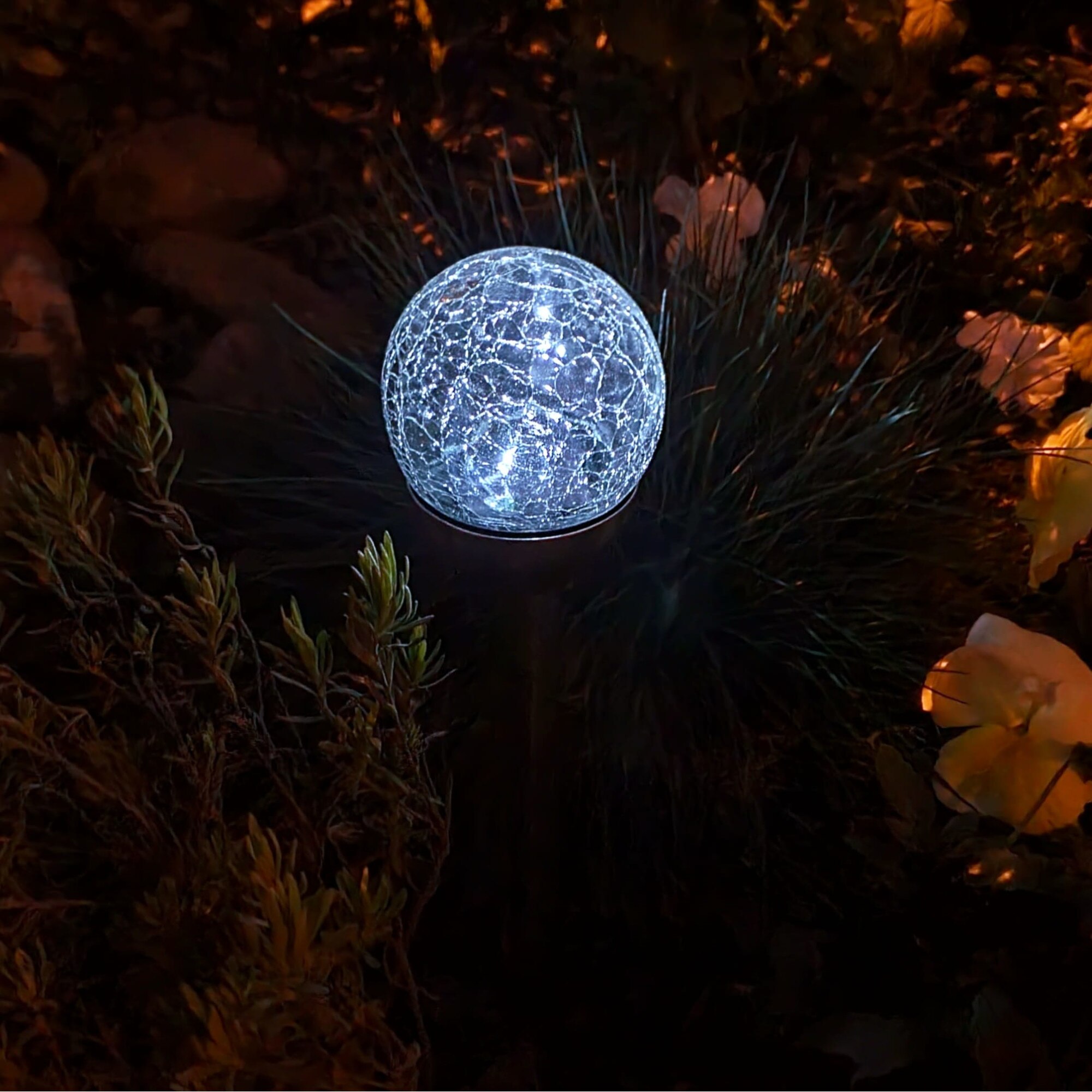 Set 3 lampi solare LED de exterior pentru gradina model glob, 38x8x8 cm ...