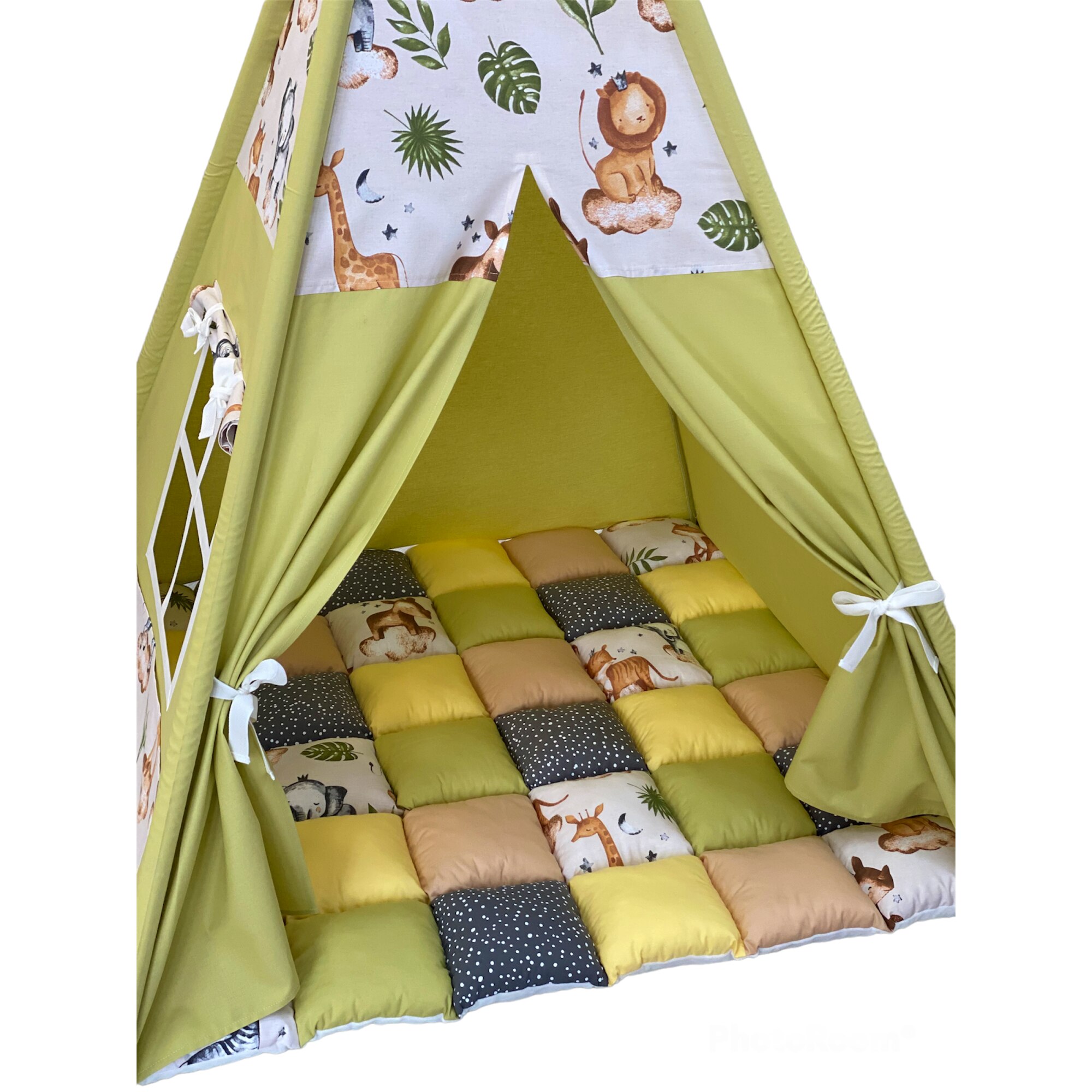 Cort de joaca teepee Safari cu saltea inclusa, Inaltime 165cm - eMAG.ro