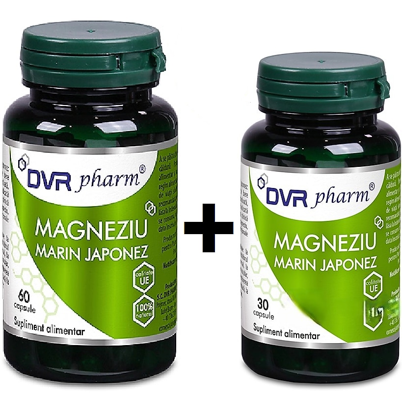 Pachet Magneziu marin japonez 2flacoane, 90 capsule, DVR Pharm - eMAG.ro