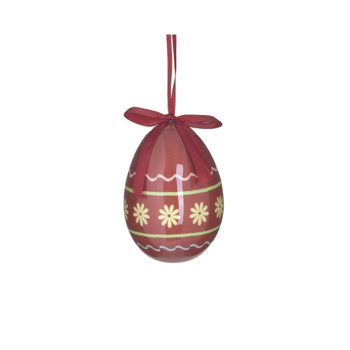 Set 6 oua rosii decorative de Paste, 2 modele, cu agatatoate, 7 cm ...