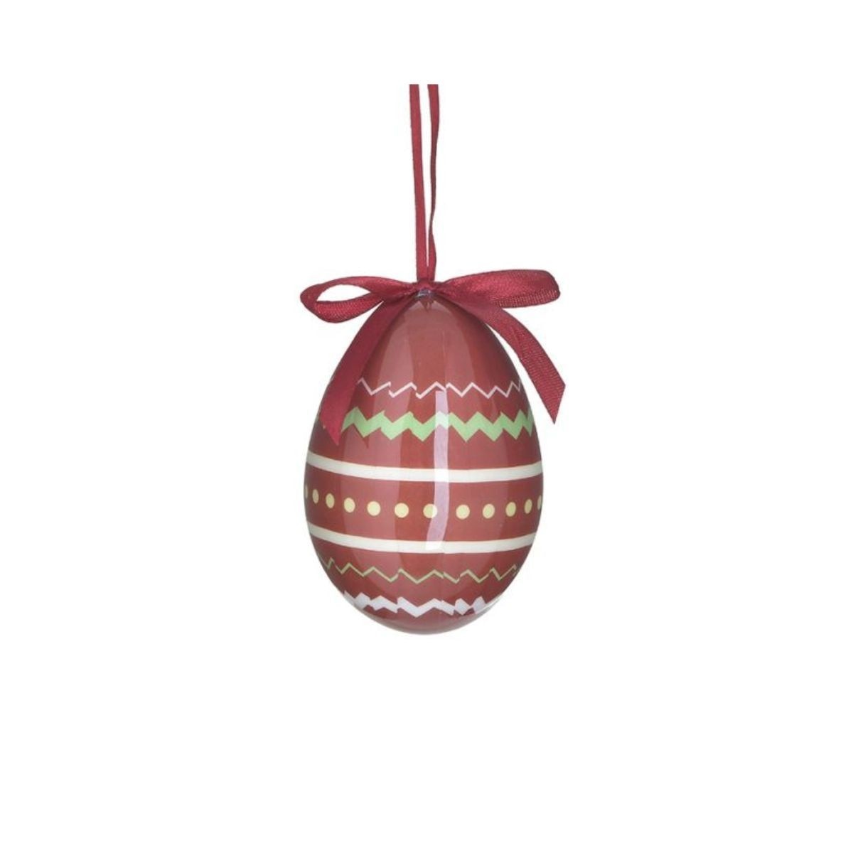 Set 6 oua rosii decorative de Paste, 2 modele, cu agatatoate, 7 cm ...