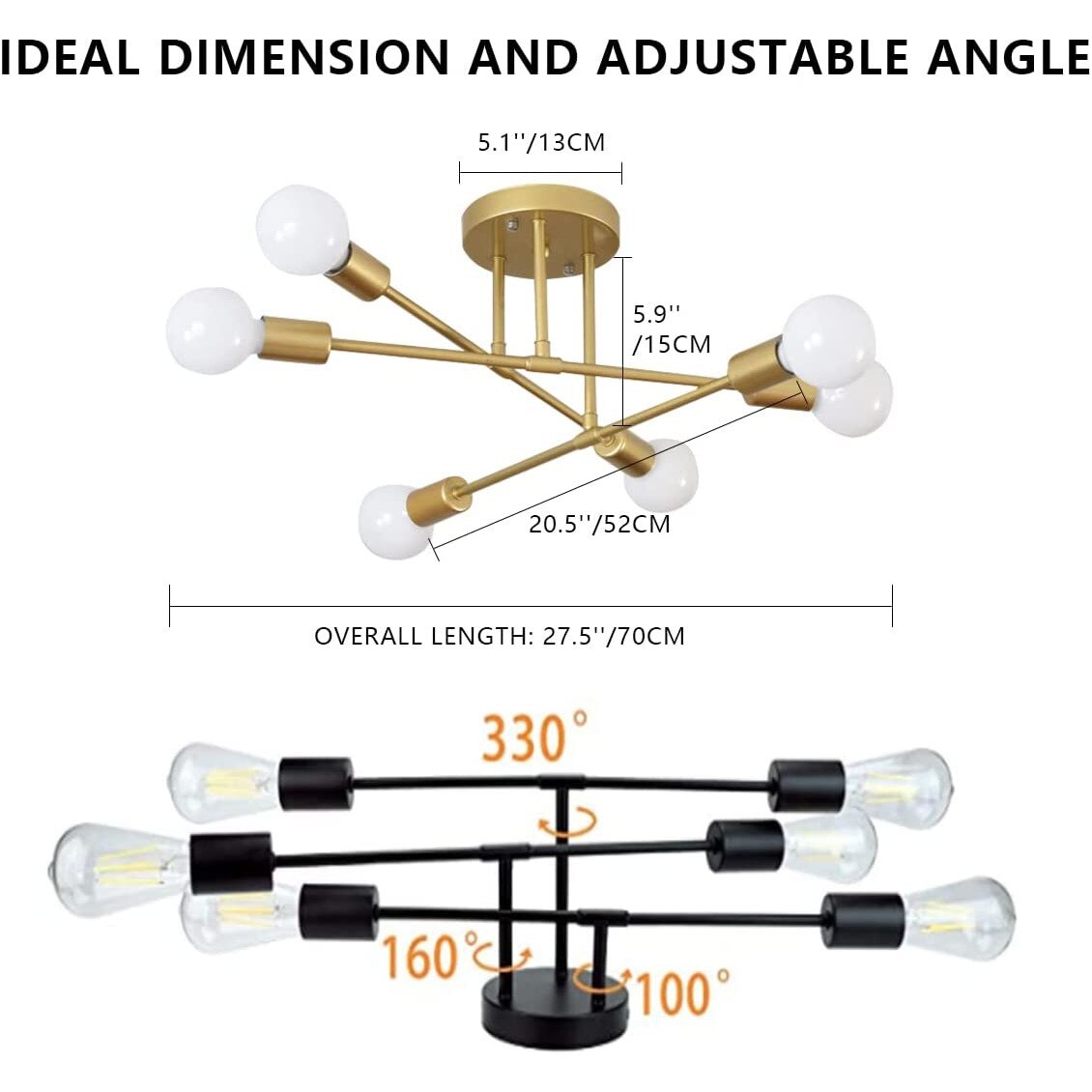 Candelabru modern Nordic, soosable®, Lumina LED lustra 6, E27 diverse ...