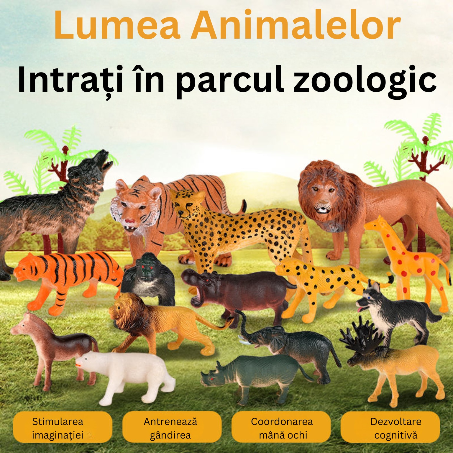 Set Figurine Animale Salbatice, 36 Piese, Caracteristici Realiste ...