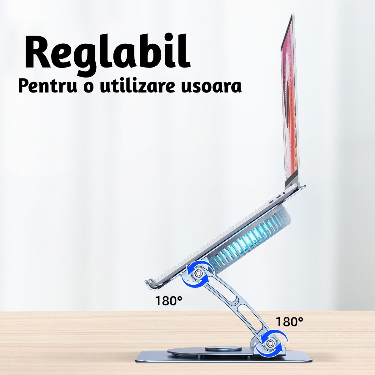 Stand pentru laptop si tableta, reglabil cu unghi de rotire de 360 ...