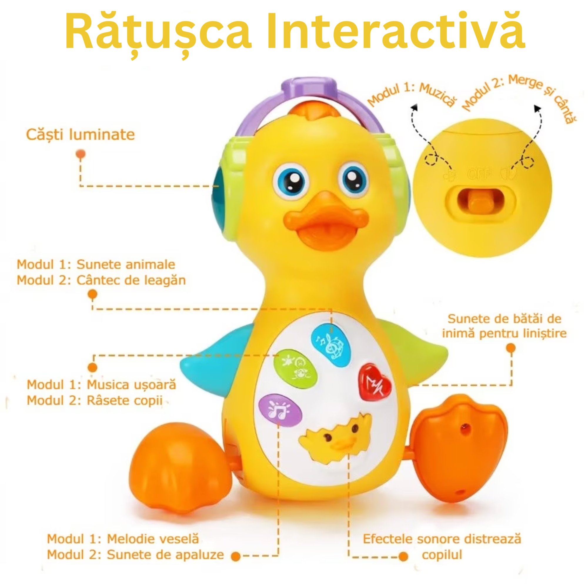 Ratusca Interactiva, Multiple Moduri de Sunete, Se Deplaseaza, Lumini ...