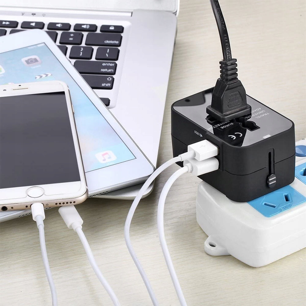 Adaptor incarcator universal de calatorie cu 2xUSB pentru EU, USA, UK ...