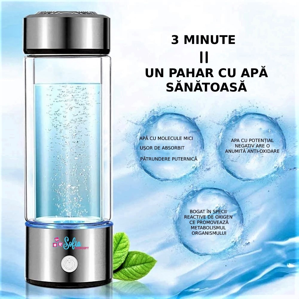 Sticla Generator de Apa Hidrogenata/Ionizata Sofia CONCEPT®, Portabila ...
