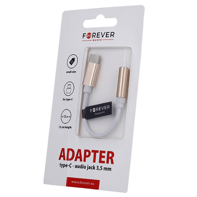 Adaptor USB tip C la minijack de 3,5 mm Forever, Auriu - eMAG.ro