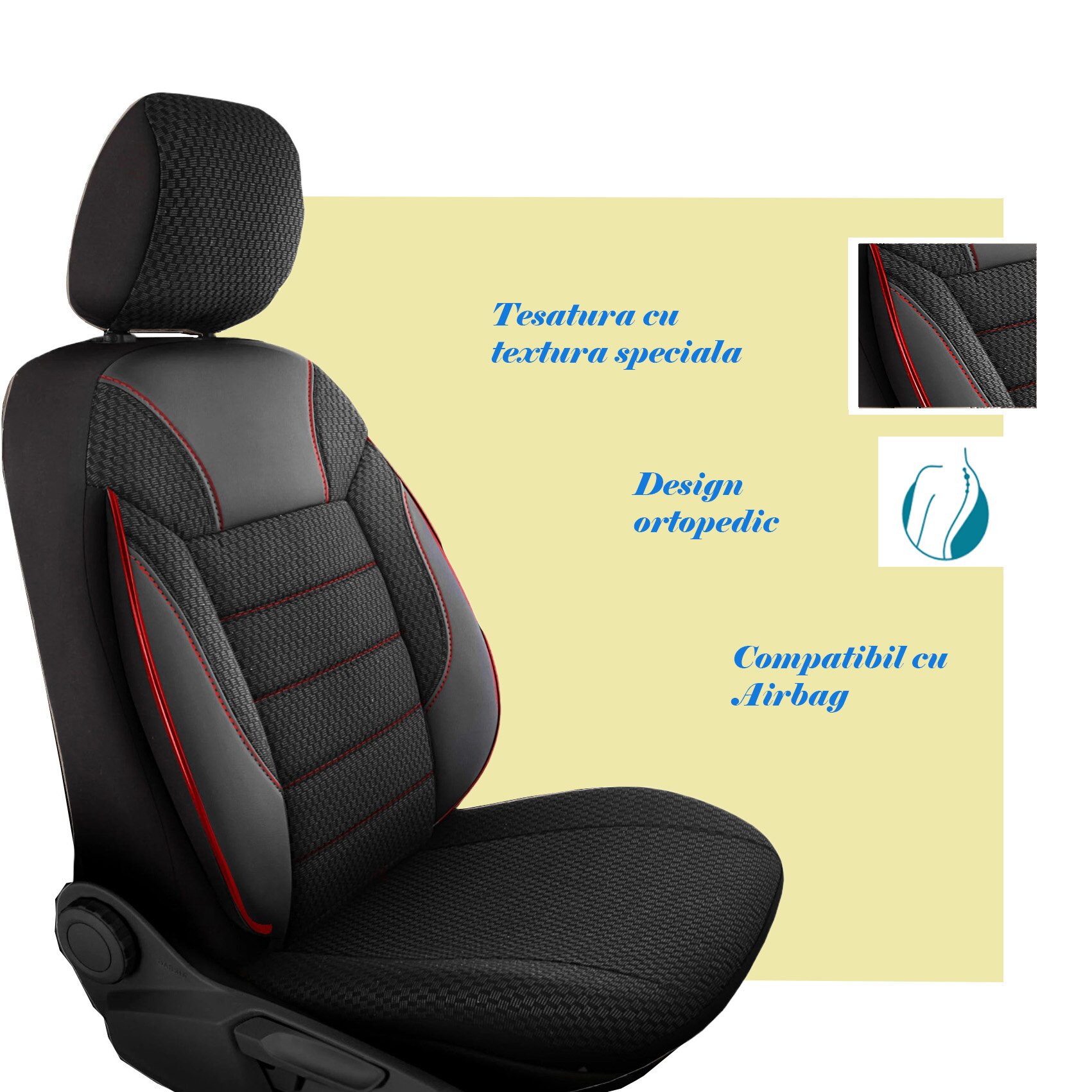Set huse scaune auto, Universale Fractionate, 11 piese, SMARTIC, negru ...