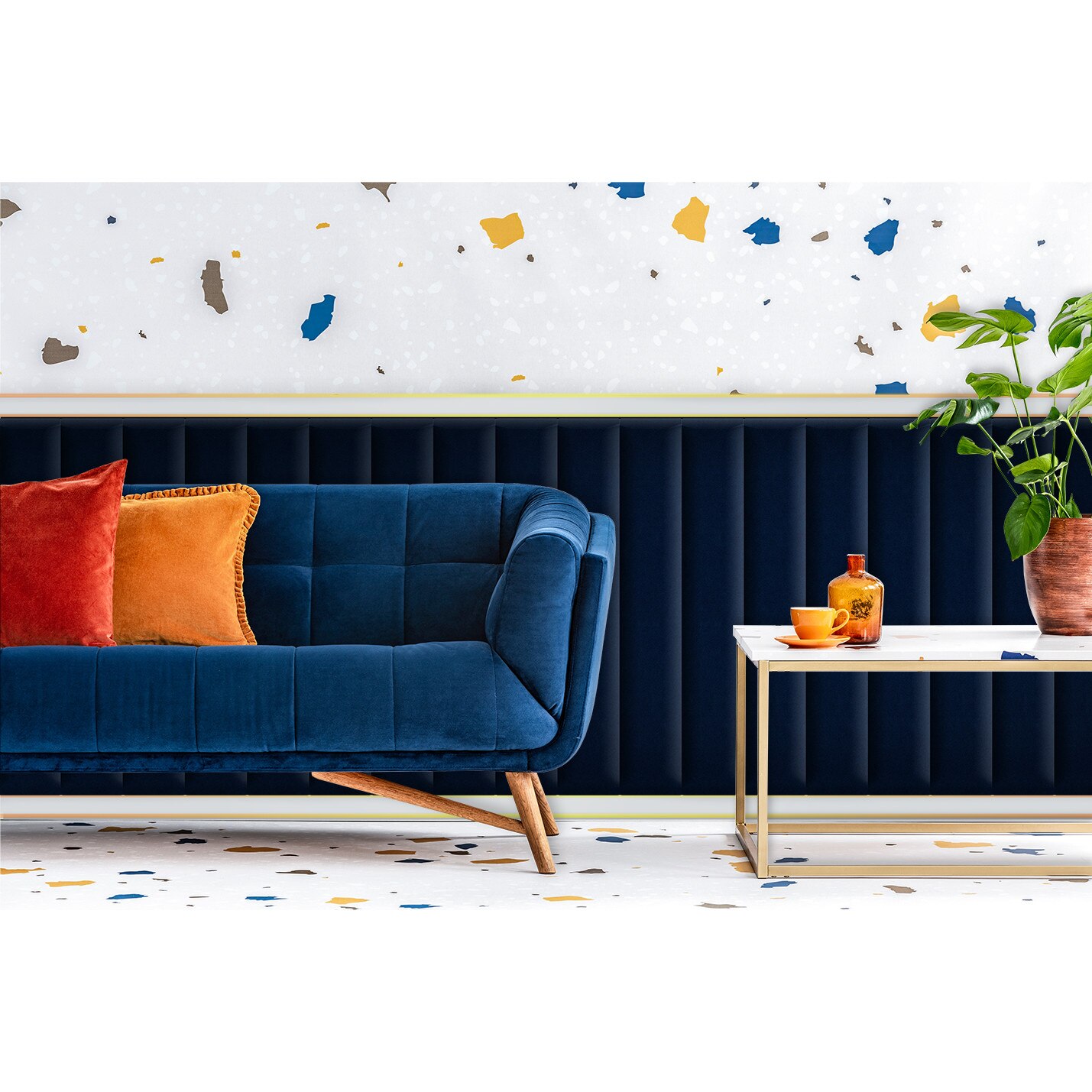 Panou de perete, tapitat, Postergaleria, 15 x 90 cm, albastru marin, MV ...