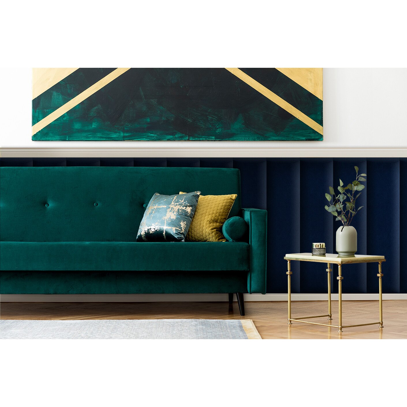 Panou de perete, tapitat, Postergaleria, 15 x 60 cm, albastru marin, MV ...