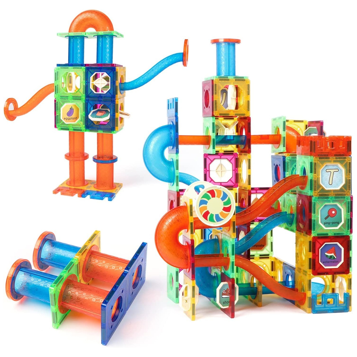 Set Inteligent de Constructie cu tuburi si mingi colorate Magnetic cu ...