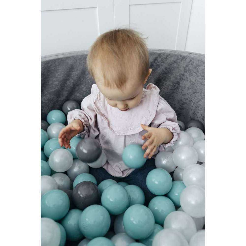 Set 200 Bile din Plastic Colorate, 7 cm, Flumi, Alb/Albastru Deschis ...