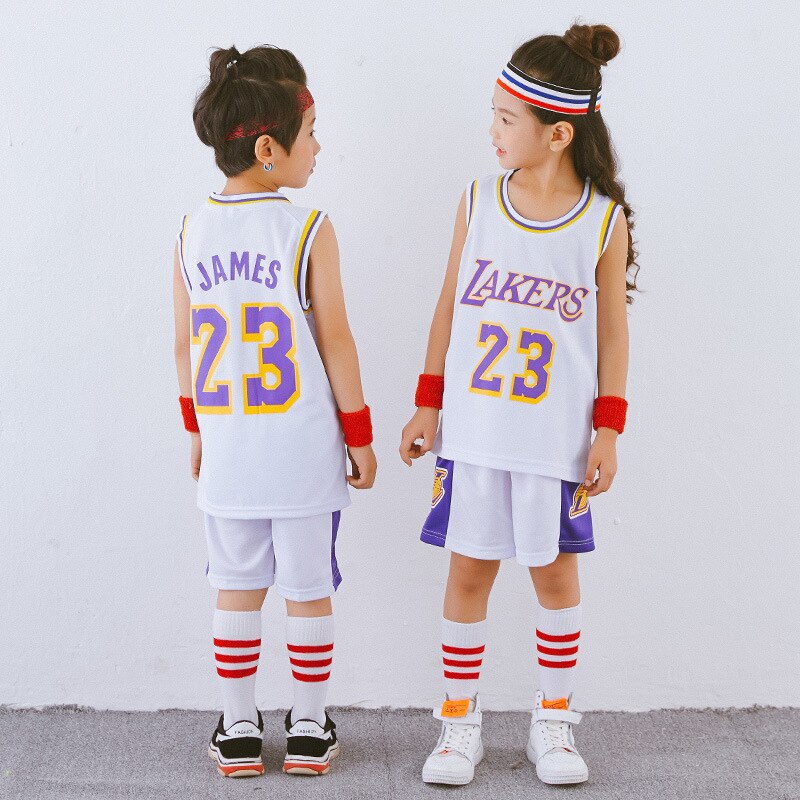Echipament Sportiv Copii Lakers James Tricou de Baschet Set, Poliester ...