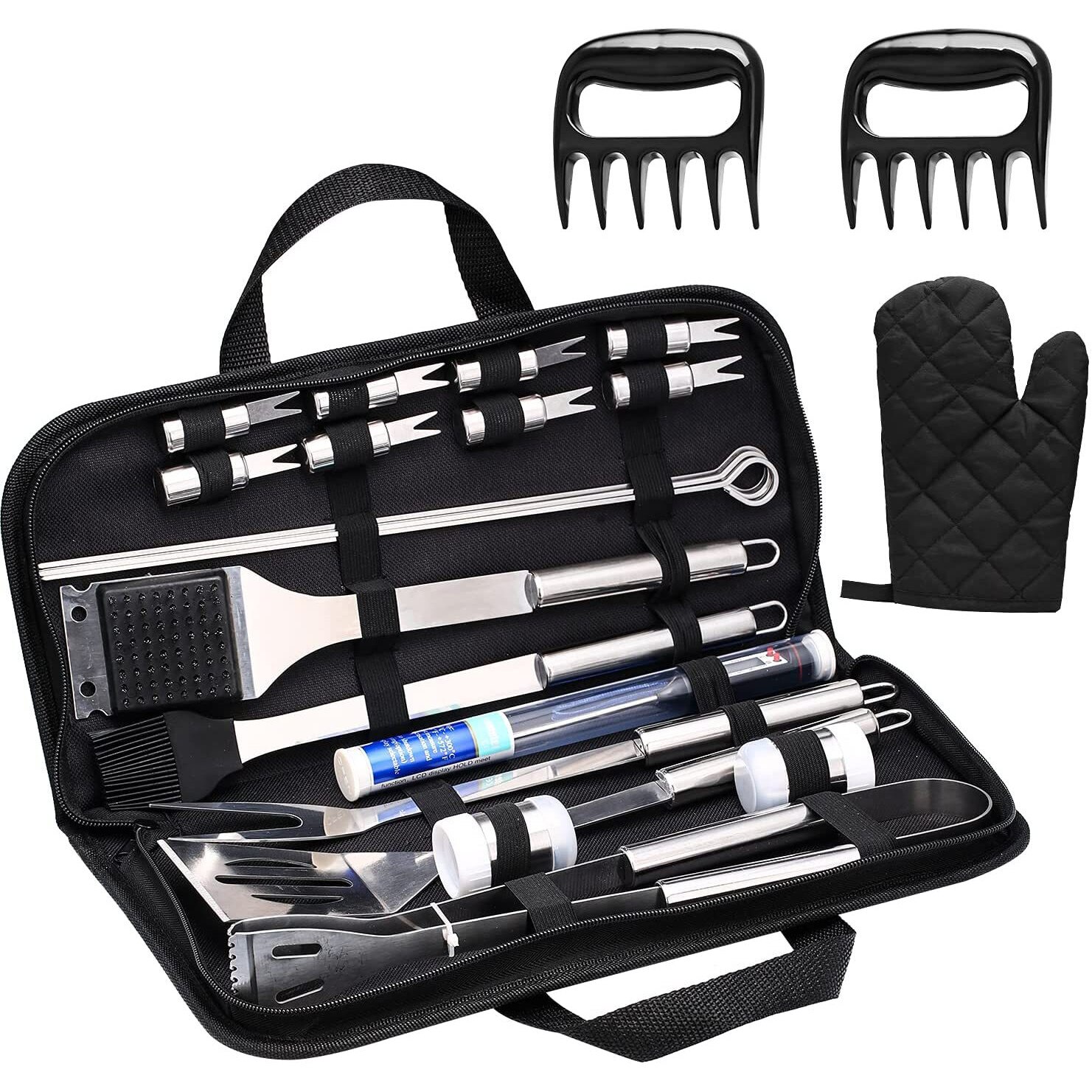 Set Ustensile pentru Gratar BYONDSELF® 25 Piese Inox, cu termometru ...