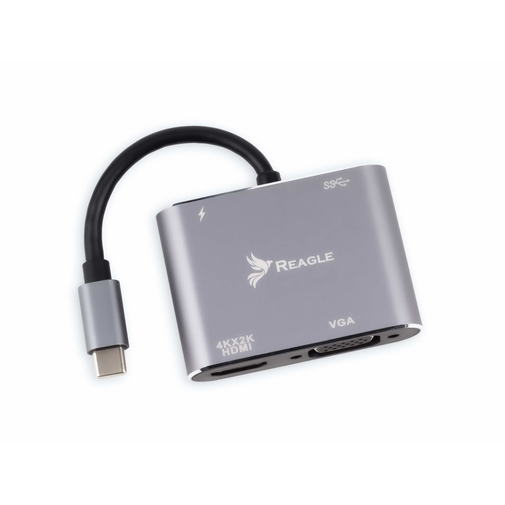 HUB USB Type-C adapter USB C-HDMI 4K VGA 1080p Reagle USB-C PD 100W ...