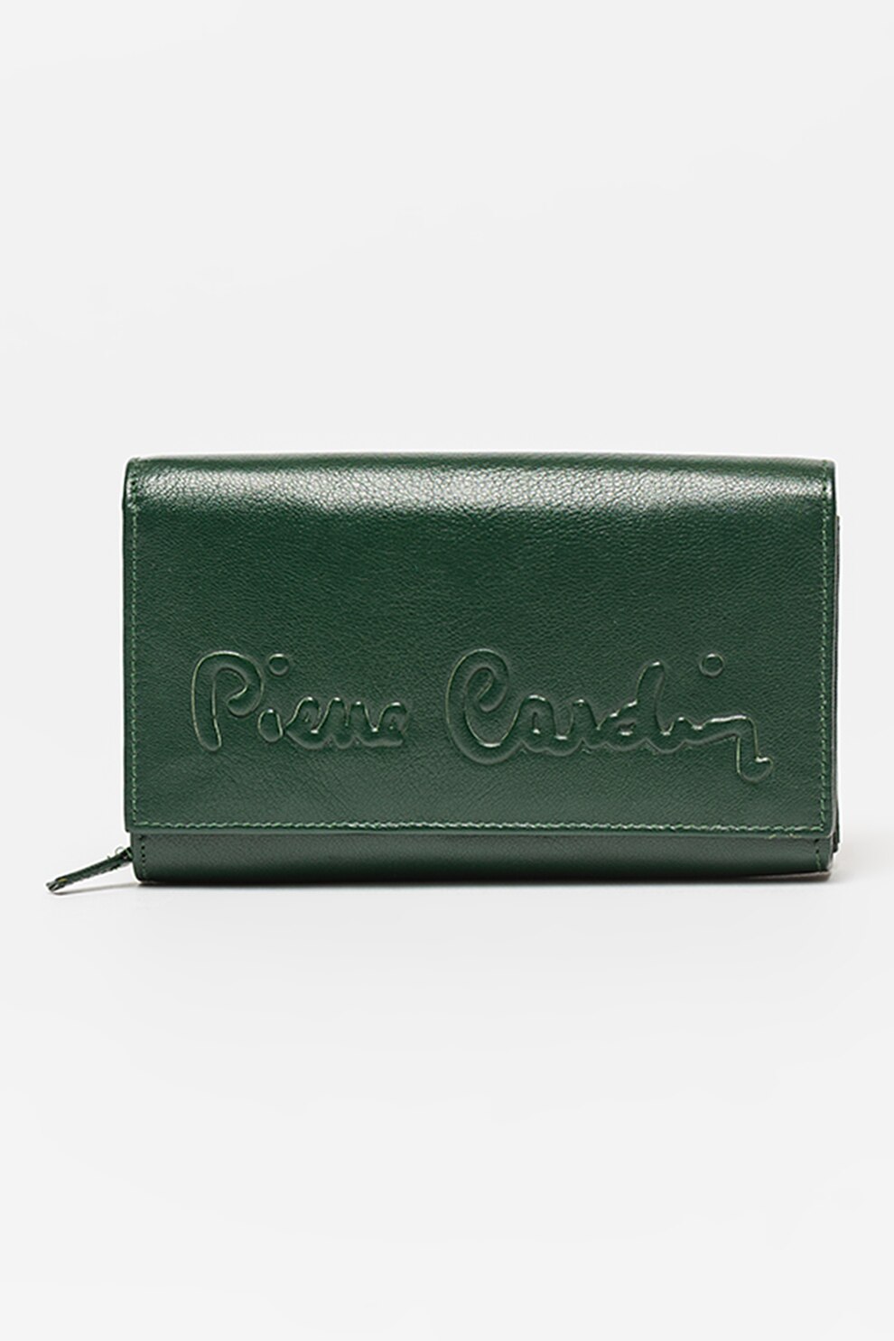 Pierre Cardin, Portofel de piele cu logo, Verde inchis - eMAG.ro