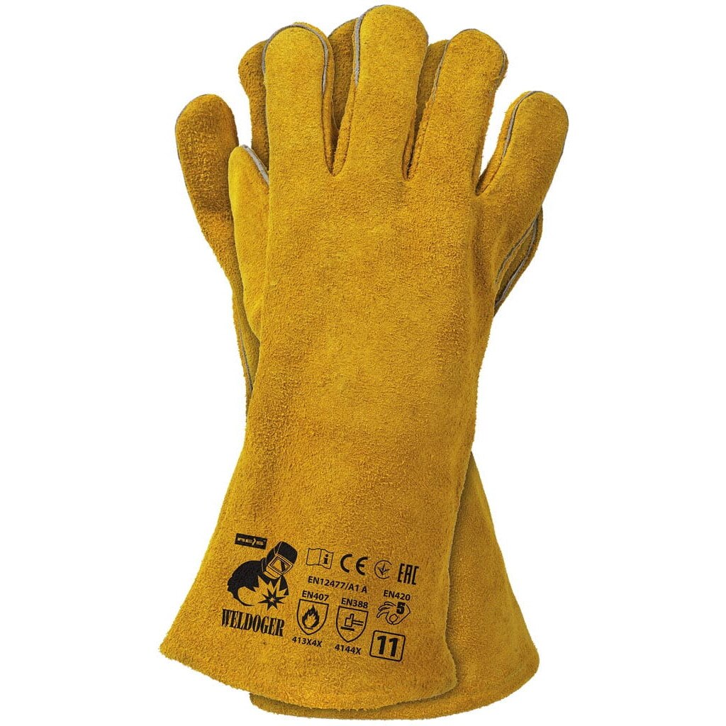 Защитни ръкавици за заваряване Reis Кожени Жълти Emag Bg