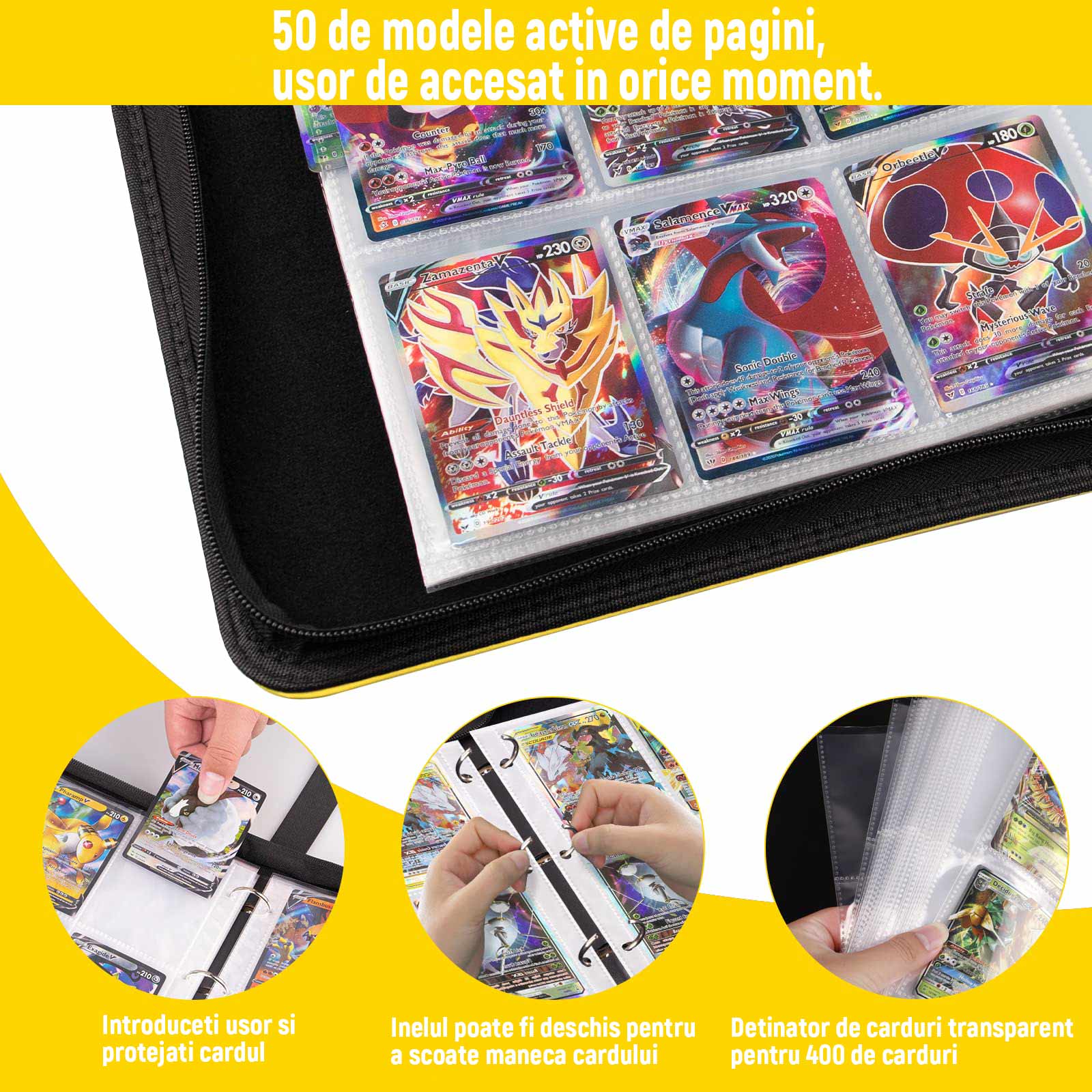 Album colectionare carti Pokemon, contine pana la 400 de carti cu 50 de ...