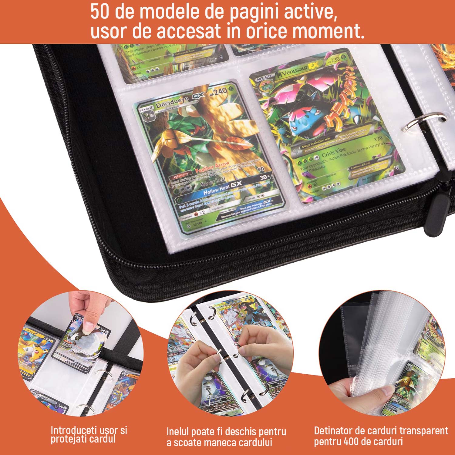 Album colectionare carti Pokemon, contine pana la 400 de carti cu 50 de ...