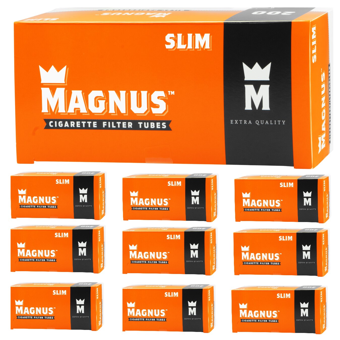 Set 10 Cutii Tuburi tigari, Magnus, 200 bucati, Alb - eMAG.ro