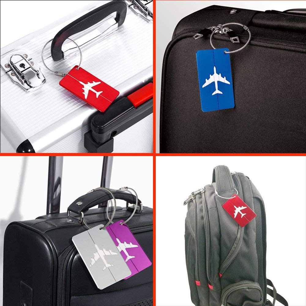 Set 6 eticheta bagaj cu nume de identificare pentru valiza, Aluminiu ...