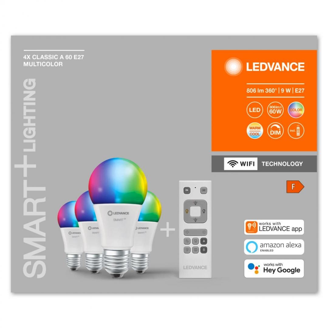 Pachet 4 Becuri LED RGB inteligente Ledvance SMART, WiFi Classic - eMAG.ro